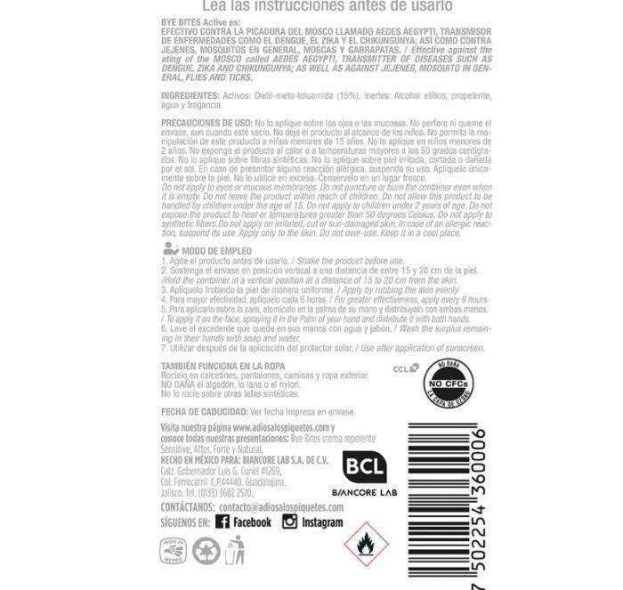 Repelente de Mosquitos en Spray Active 250 ml - Bye Bites