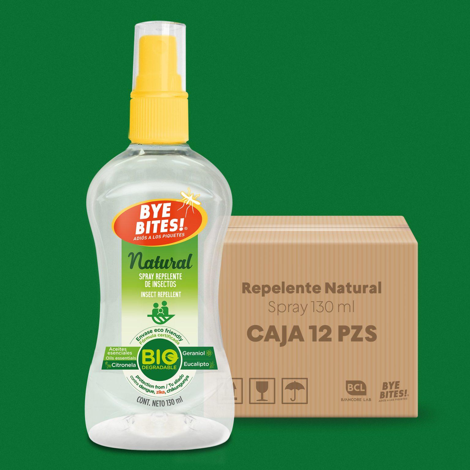 Repelente de Mosquitos en Spray Caja 12 pzs Natural 130 ml - Bye Bites