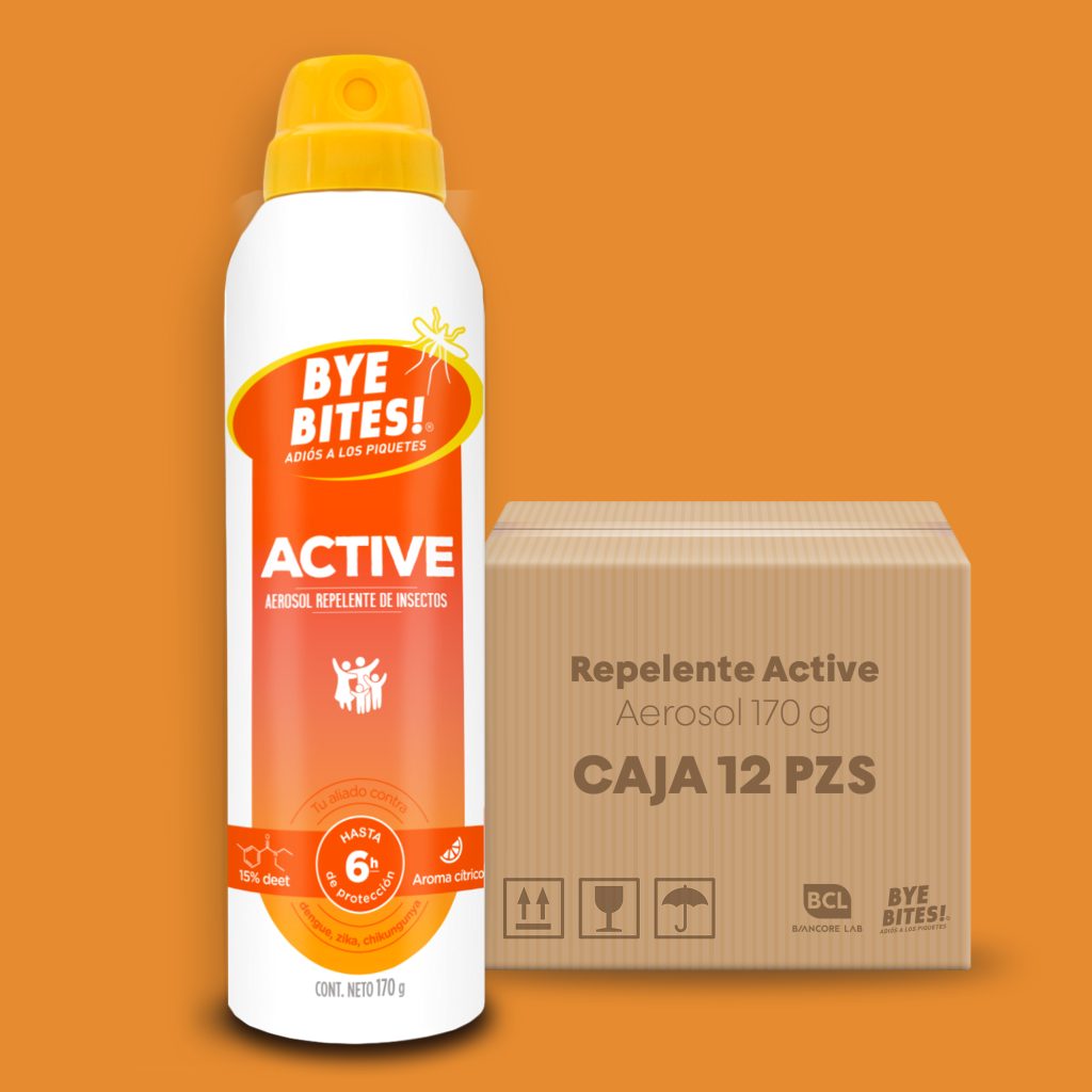 Repelente de Mosquitos en Aerosol Caja 12 pzs Active 170 g - Bye Bites